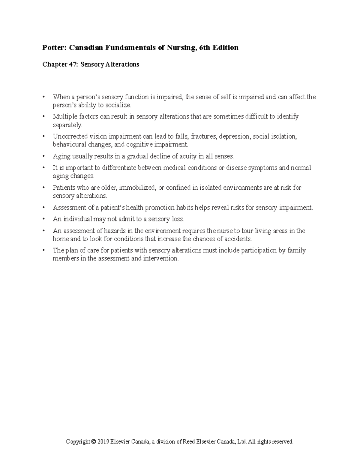 Chapter 047 - Sensory Alterations - Potter: Canadian Fundamentals of ...