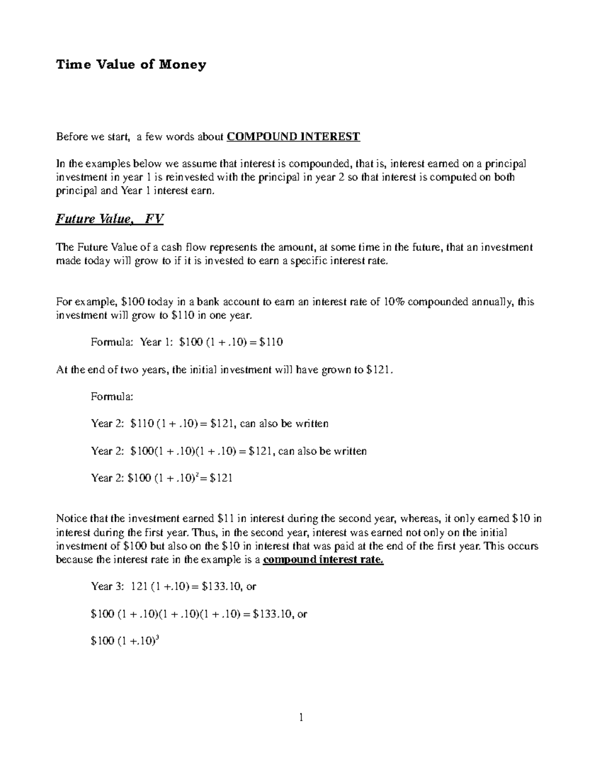 Time Value Money compund interest - Before we start, a few words about ...