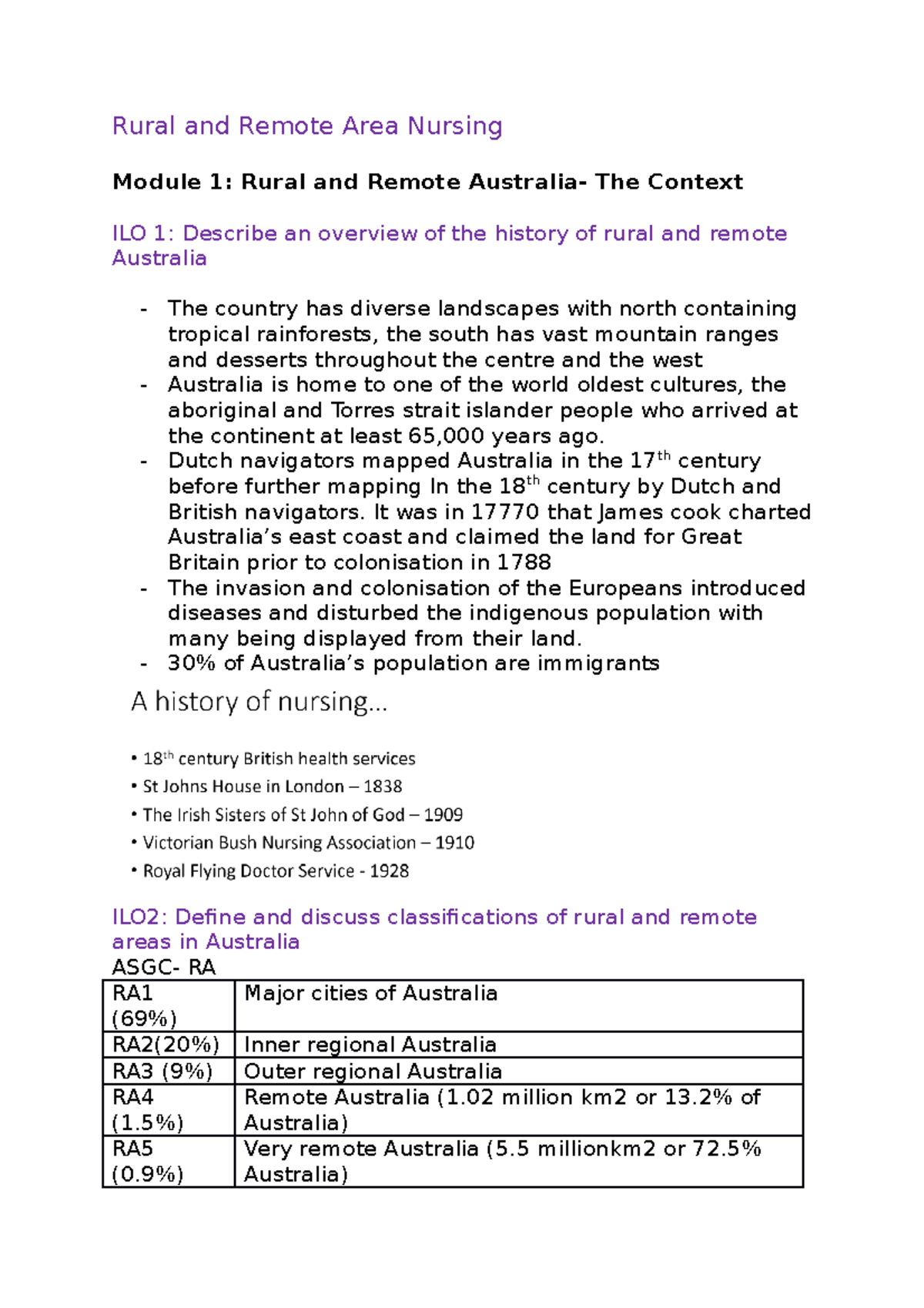 Module 1: week 1 Introduction into rural nursing - Rural and Remote ...