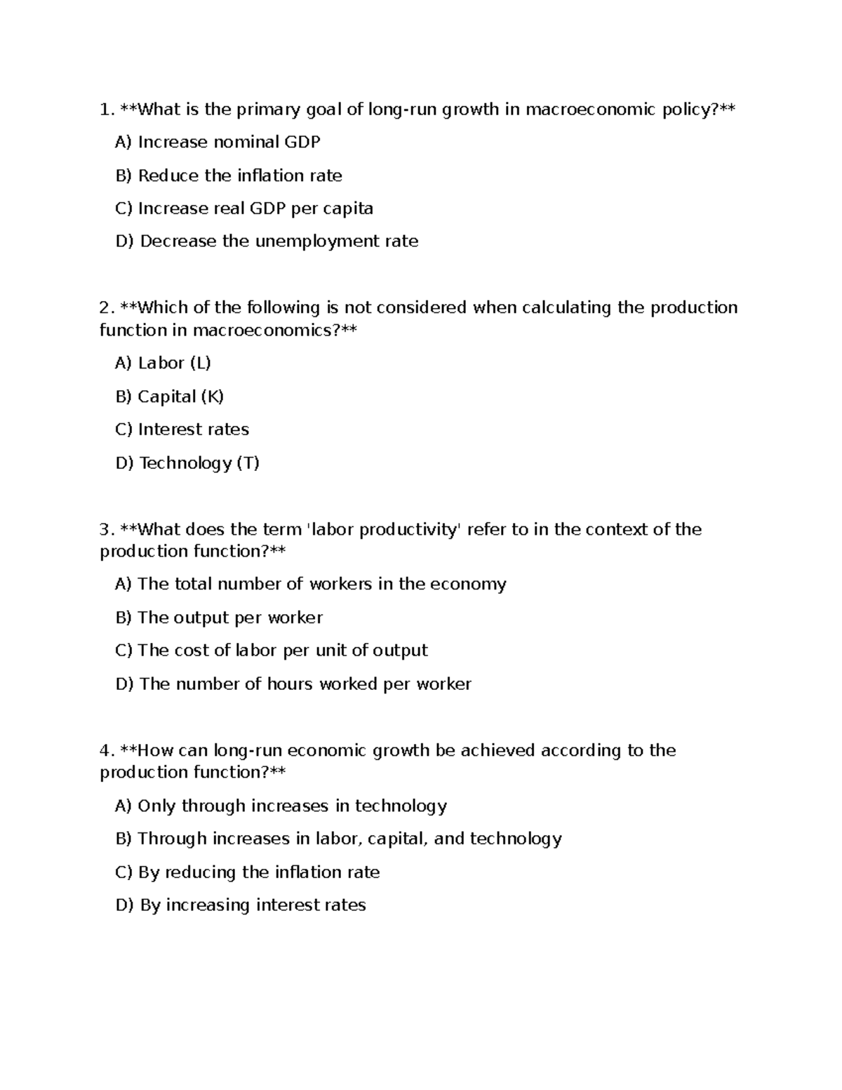 Lecture 3 - Practice Problems - What is the primary goal of long-run ...