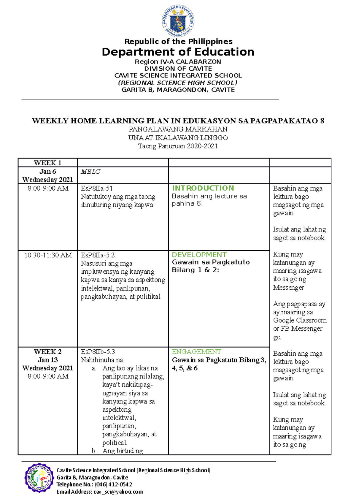 ESP 8 WHLP 2nd Week1 4 - esp - Department of Education Region IV-A ...