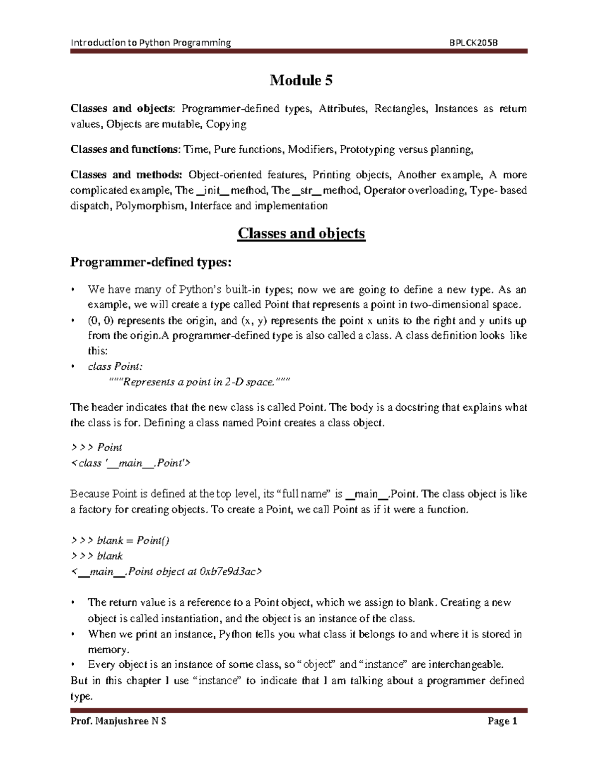 MODULE 5 CLASSES AND OBJECT VTU 2ND SEM PDF BENGALORE INSTITUTE OF TECHNOLOGY - Module 5 Classes ...