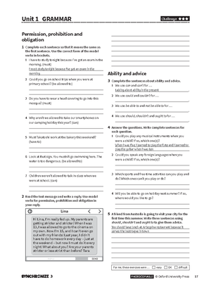 Synchronize 3 TRB worksheets Units 1-2 standard grammar - 3 ...