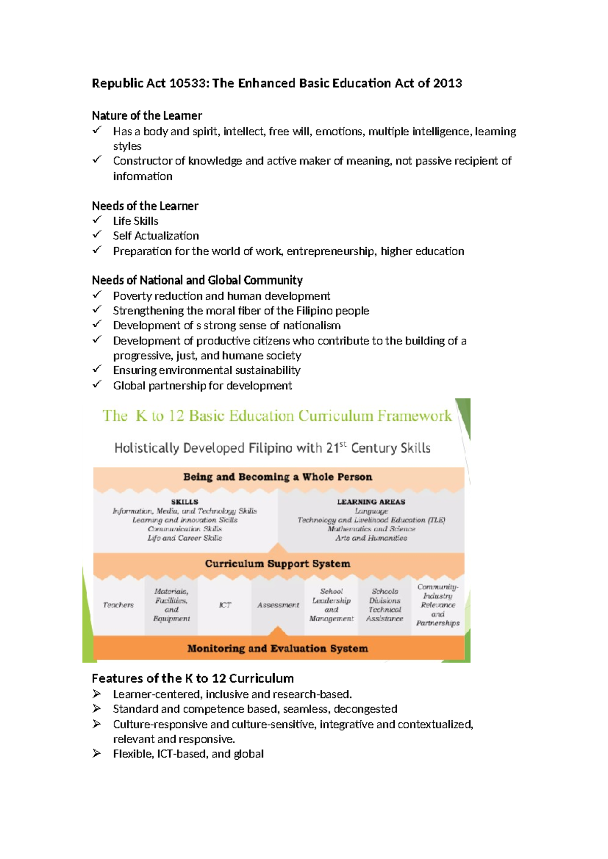 Republic-Act-10533 - Summary BS Education - Republic Act 10533: The ...