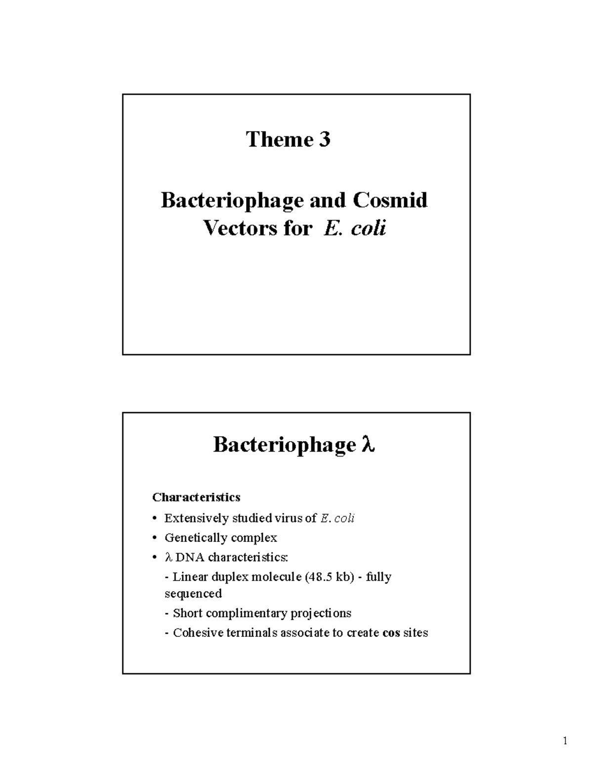 25898538 - Notes - Bacteriophage and Cosmid Vectors for E. coli Theme 3 ...