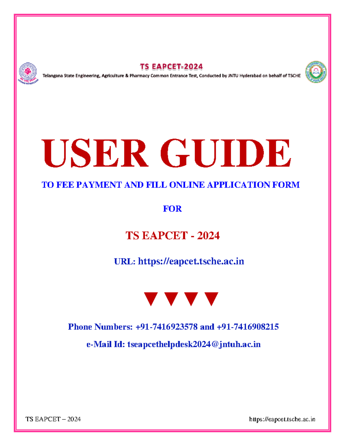 TS Eapcet USER Guide - 2024 - USER GUIDE TO FEE PAYMENT AND FILL ONLINE APPLICATION FORM FOR TS ...