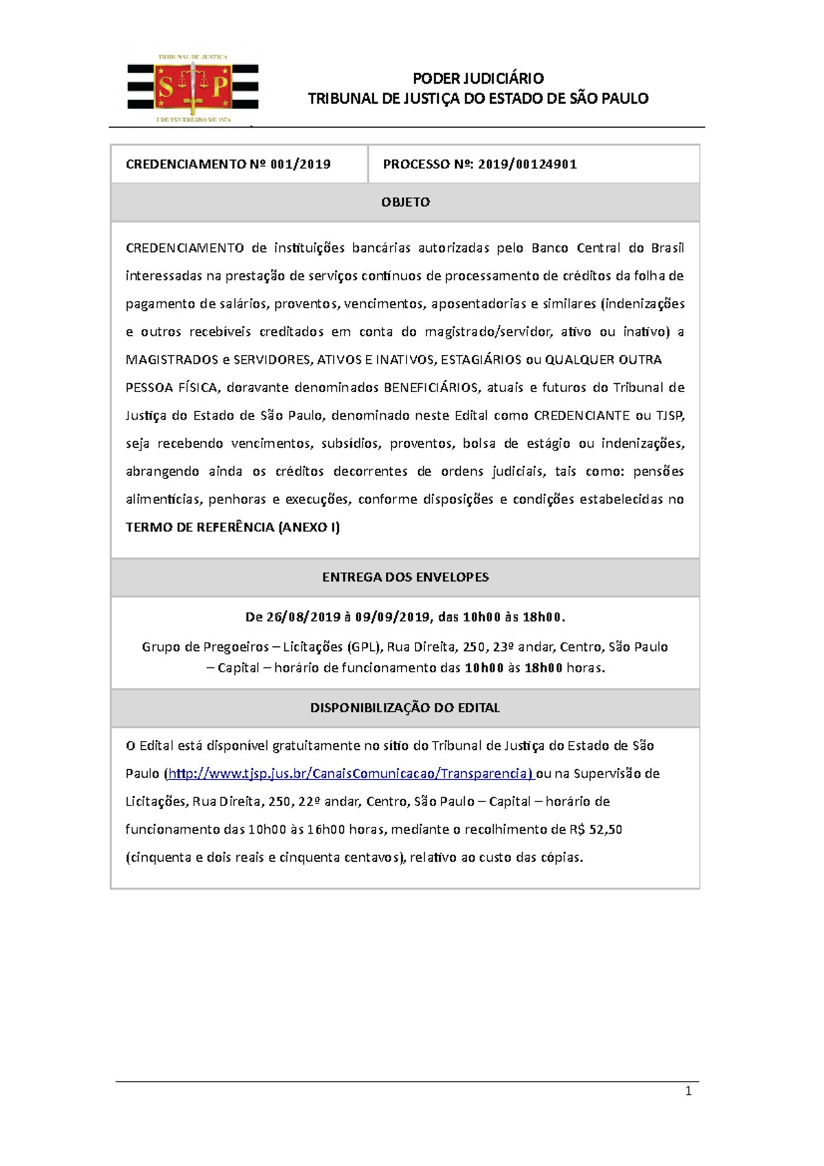 Edital TJ-SP_Modelo de Edital de Credenciamento - PODER JUDICIÁRIO ...