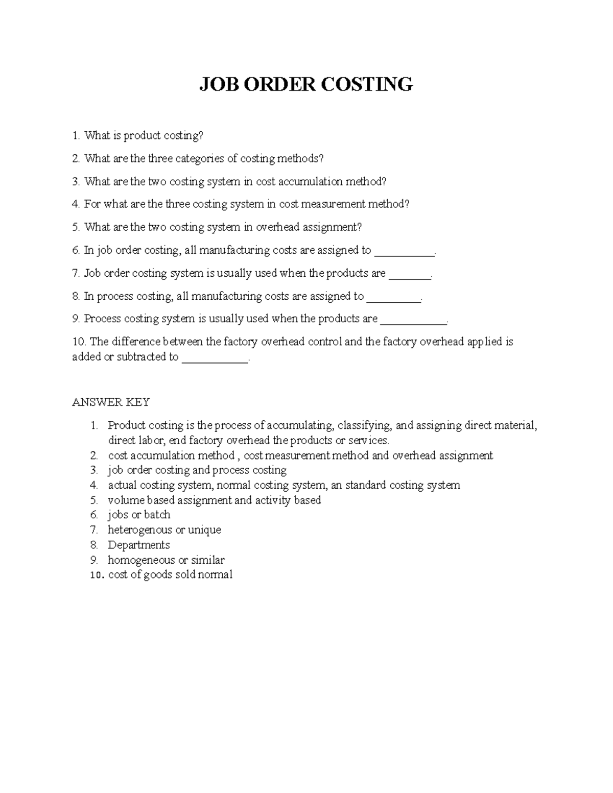 Sample/practice exam 8 May 2020, questions and answers - JOB ORDER ...