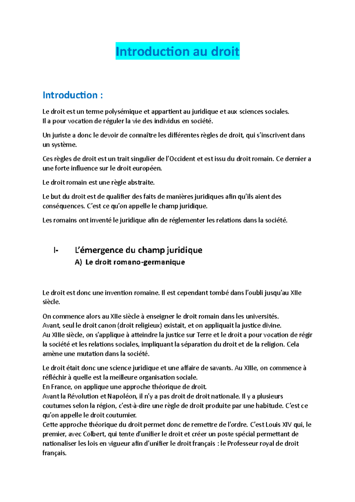 Introduction au droit - Introduction au droit Introduction : Le droit est un terme polysémique ...