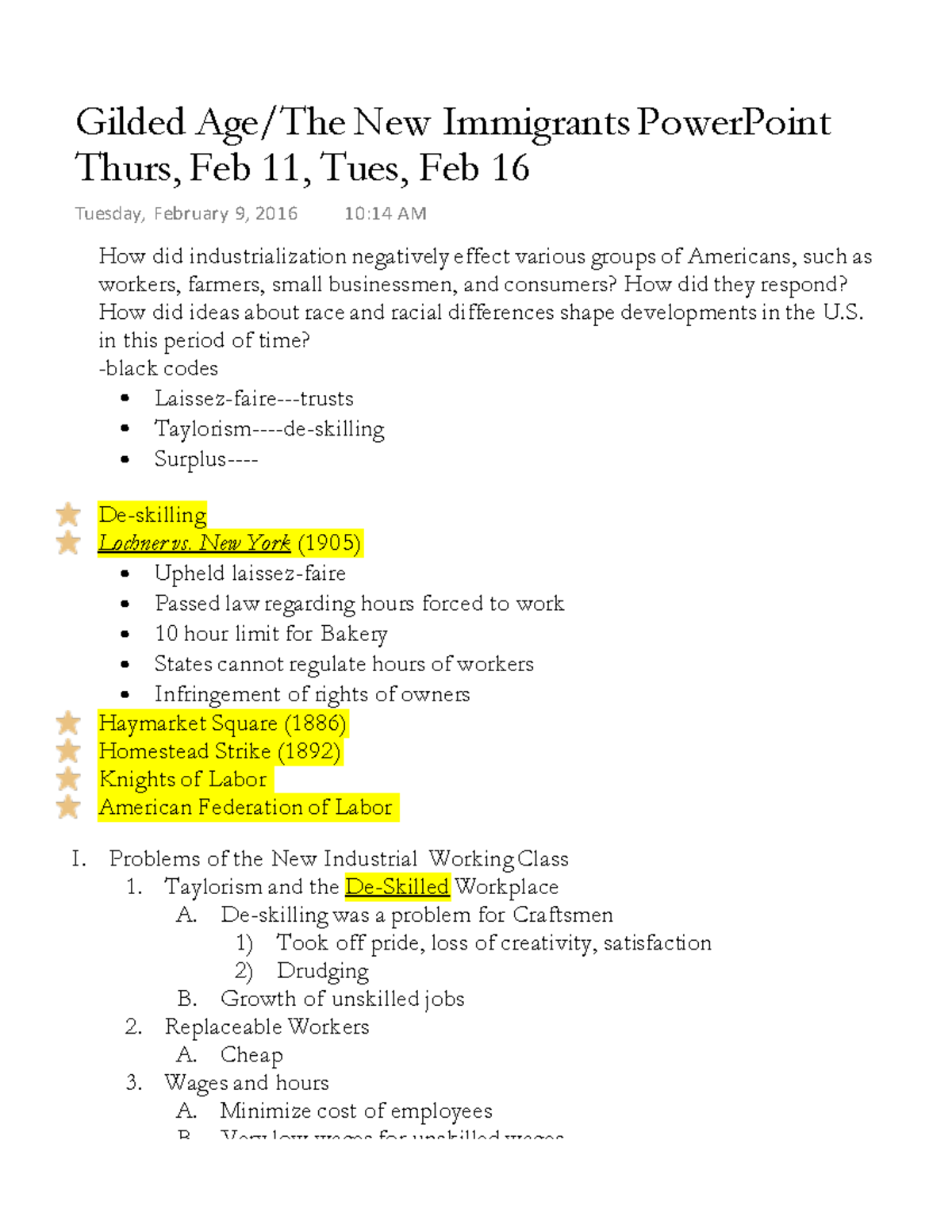 Gilded Age The New Immigrants Power Point Thurs, Feb 11, Tues, Feb 16 ...