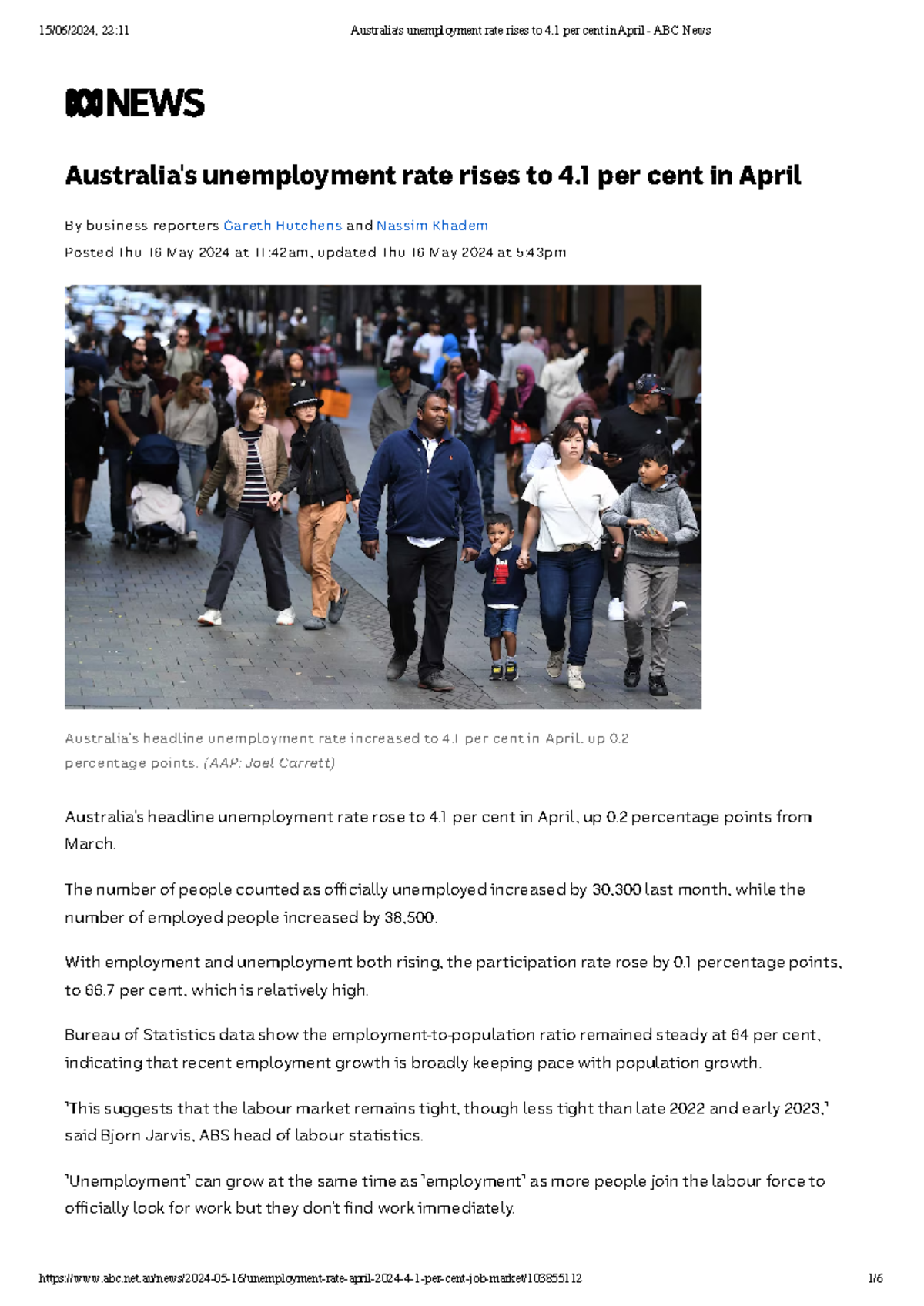 Eco case study - Australia's unemployment rate rises to 4. 1 per cent ...