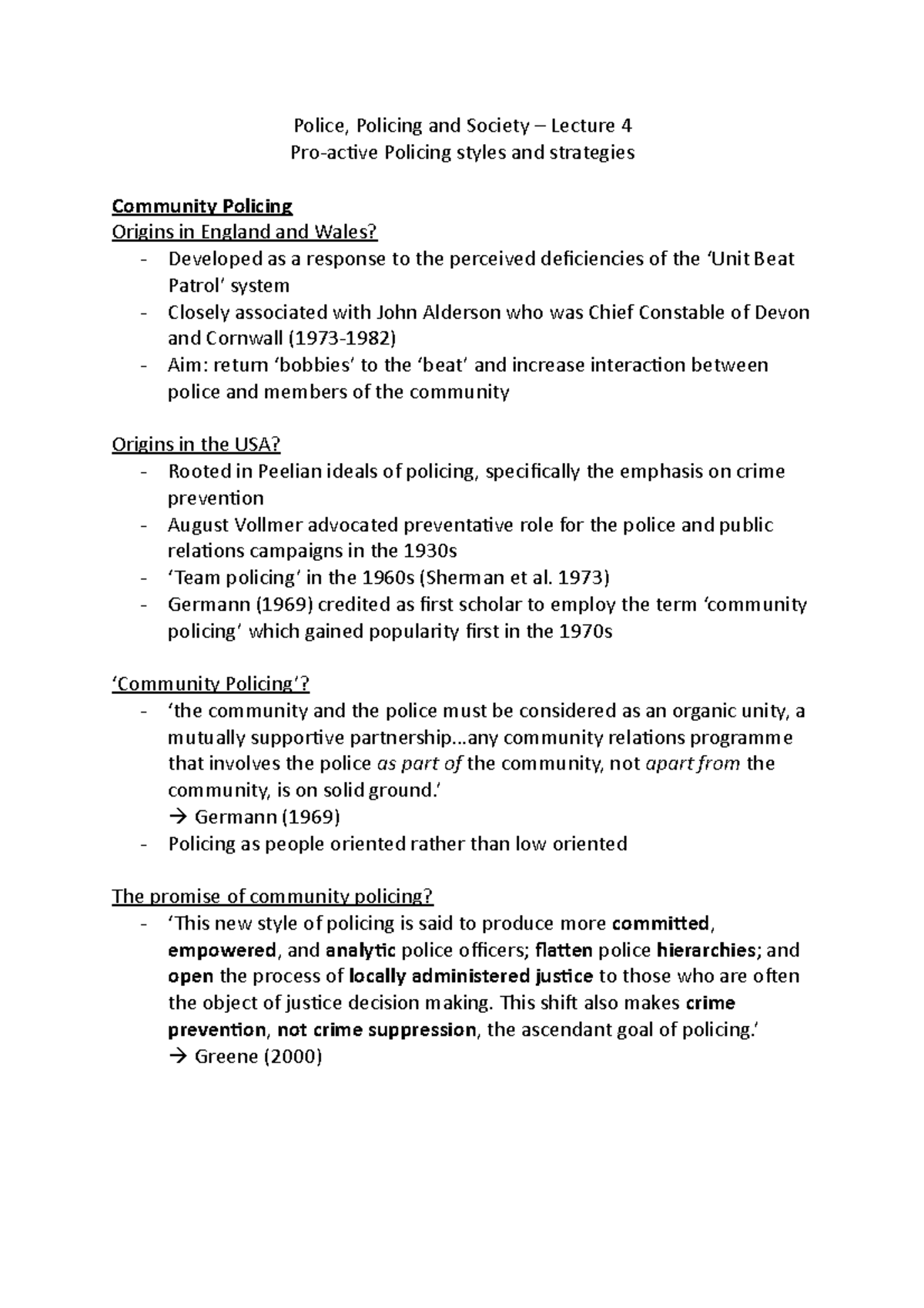 Lecture 4- Pro-active policing styles and strategies - Police, Policing ...