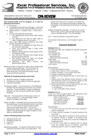 MAS 3105 Variable and Absorption Costing - MCQ - Manila * Cavite ...