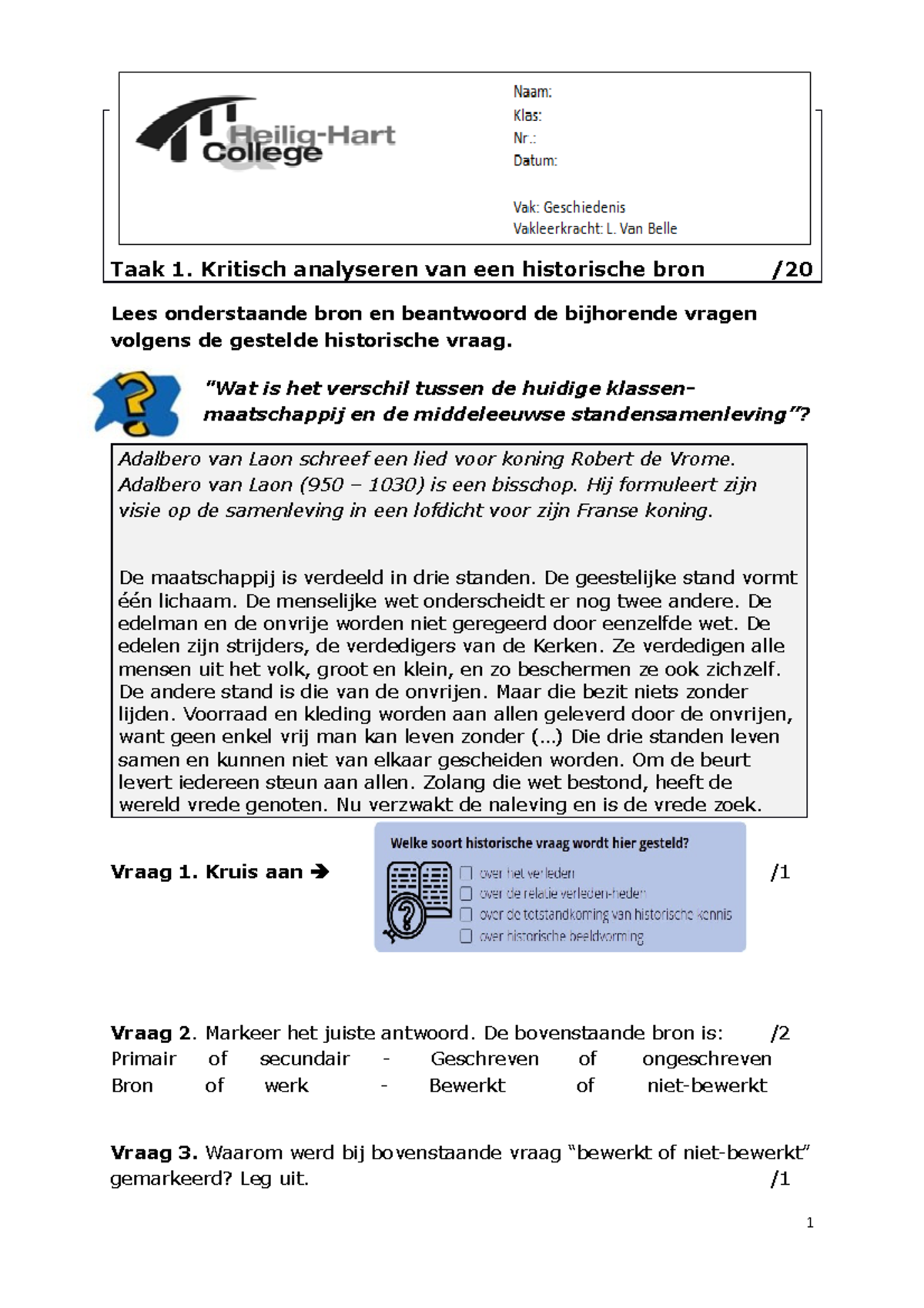 Taak 1 Bronanalyse standenBeste ouder Beste leerling Gisteren besliste ...
