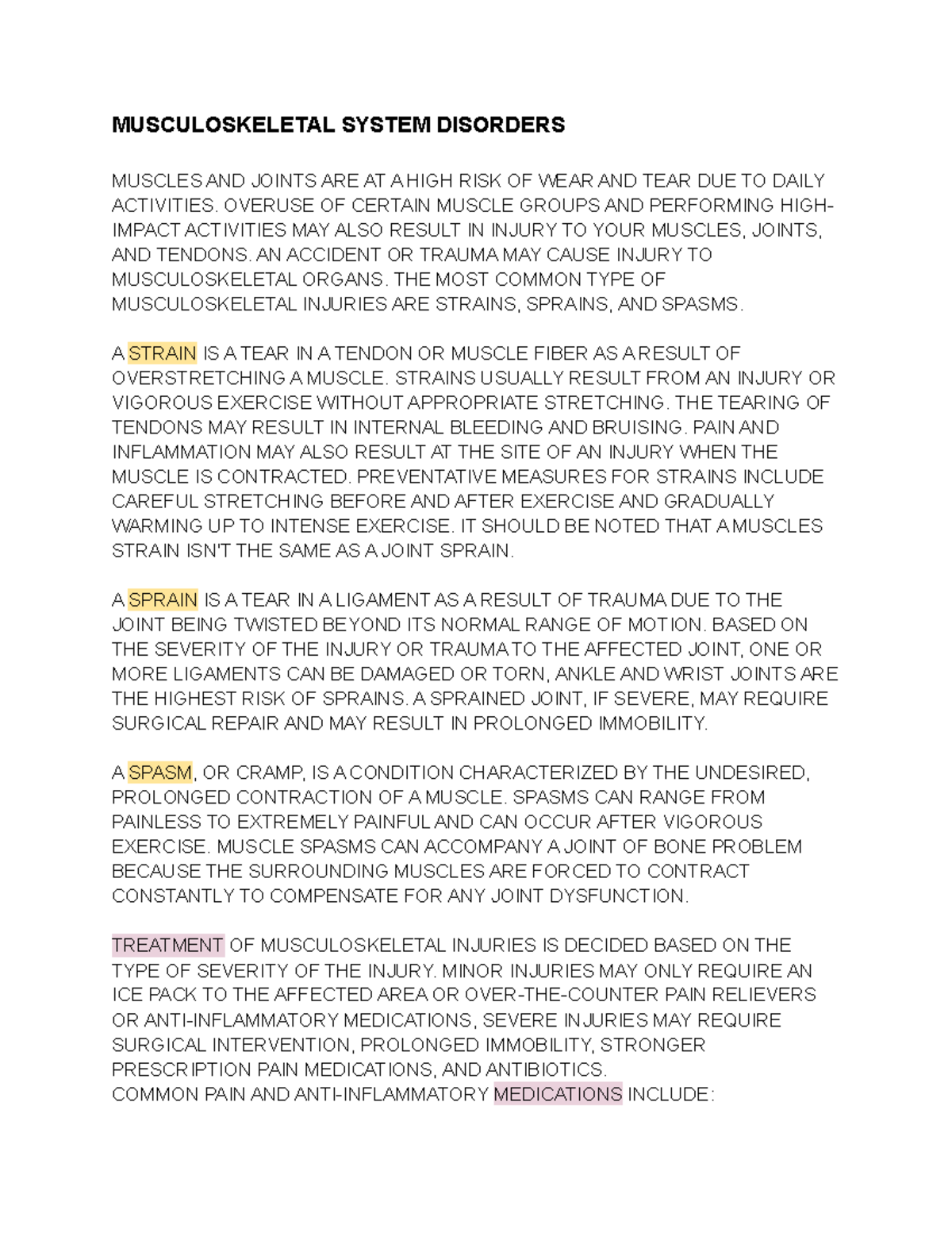 Musculoskeletal System Disorders - MUSCULOSKELETAL SYSTEM DISORDERS ...