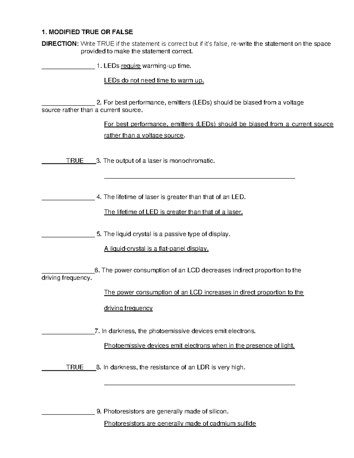 Electronics System AND Design - Modified TRUE OR False Activity WITH ...