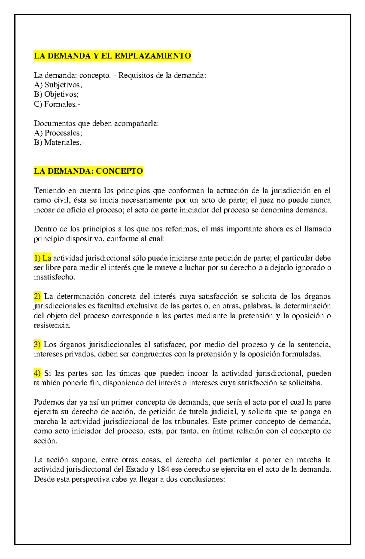 Demanda Y Emplazamiento - LA DEMANDA Y EL EMPLAZAMIENTO La demanda ...