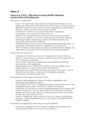 Week 1 papers - Samenvatting New Ways of Working - Week 1 papers ...