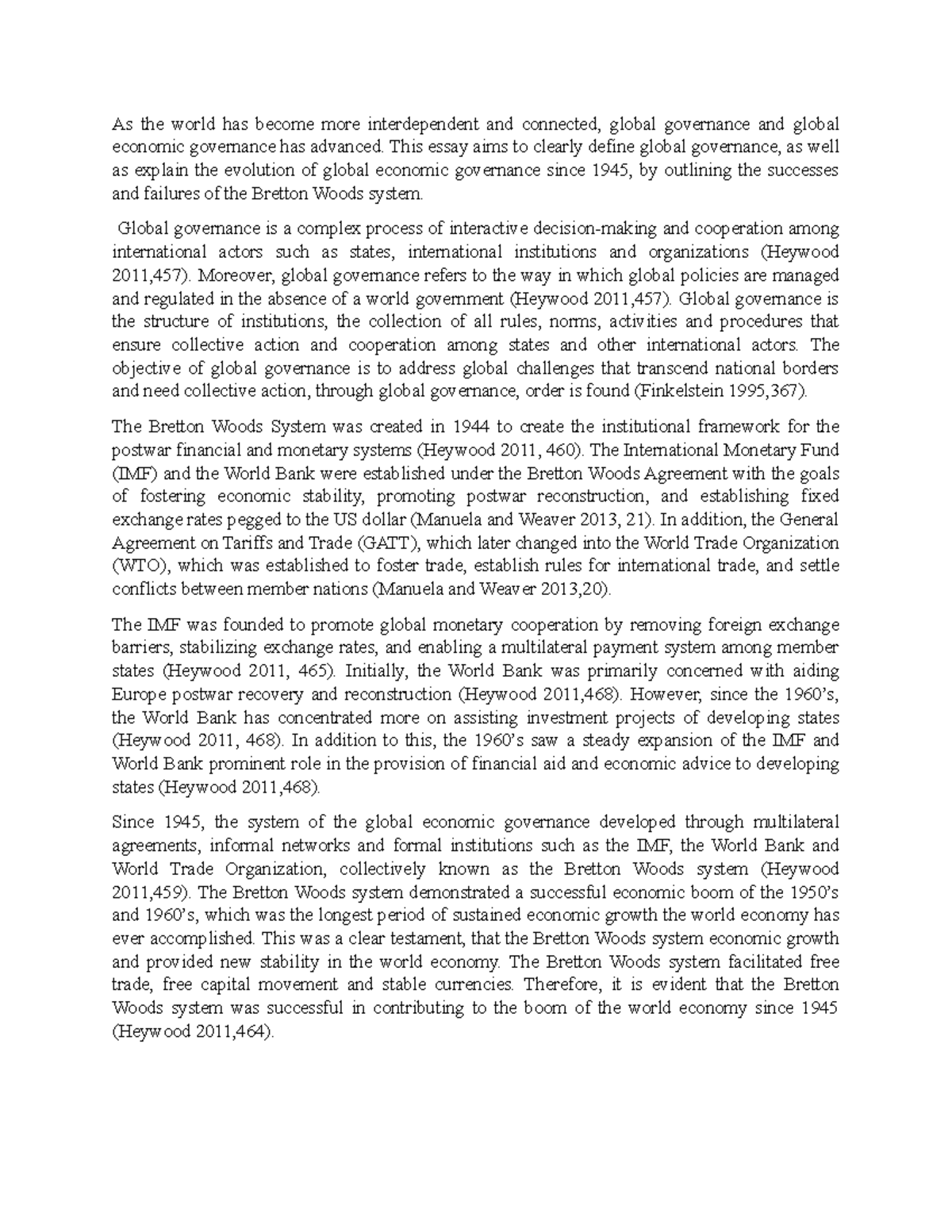 IPE Tutorial Assignment 1 - As the world has become more interdependent ...