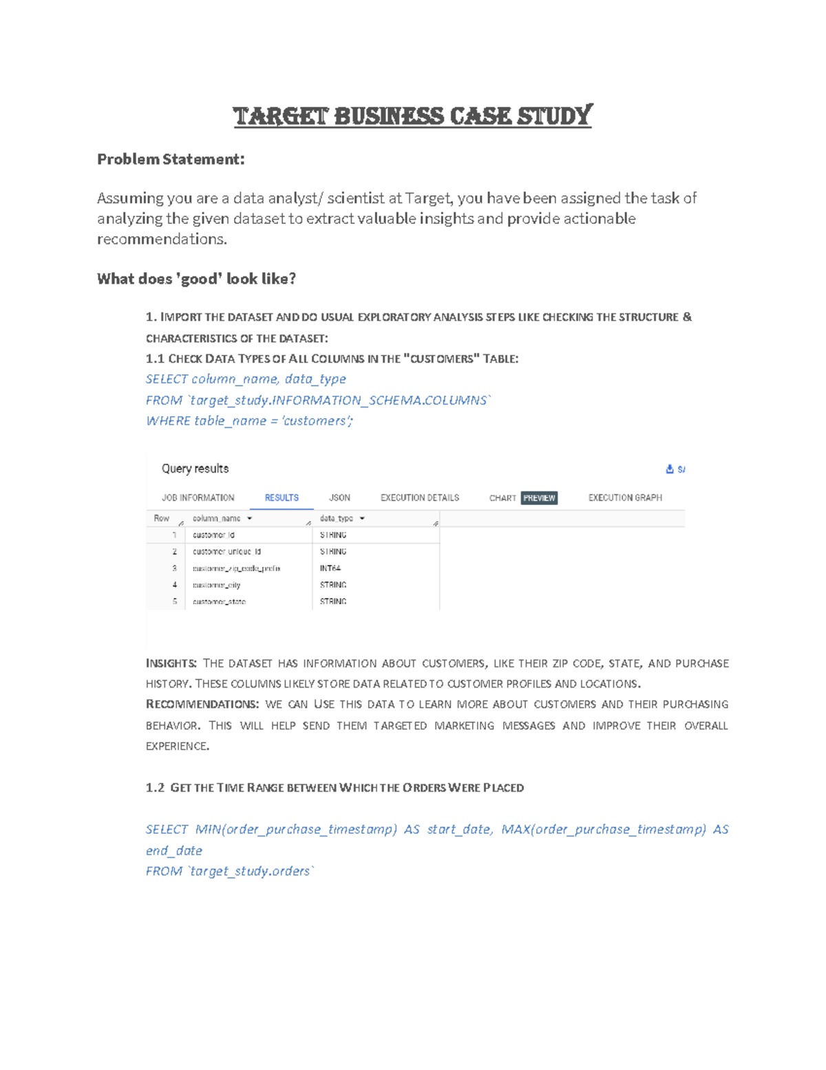 Buisness Case Solution Target - Target Business Case Study Problem ...