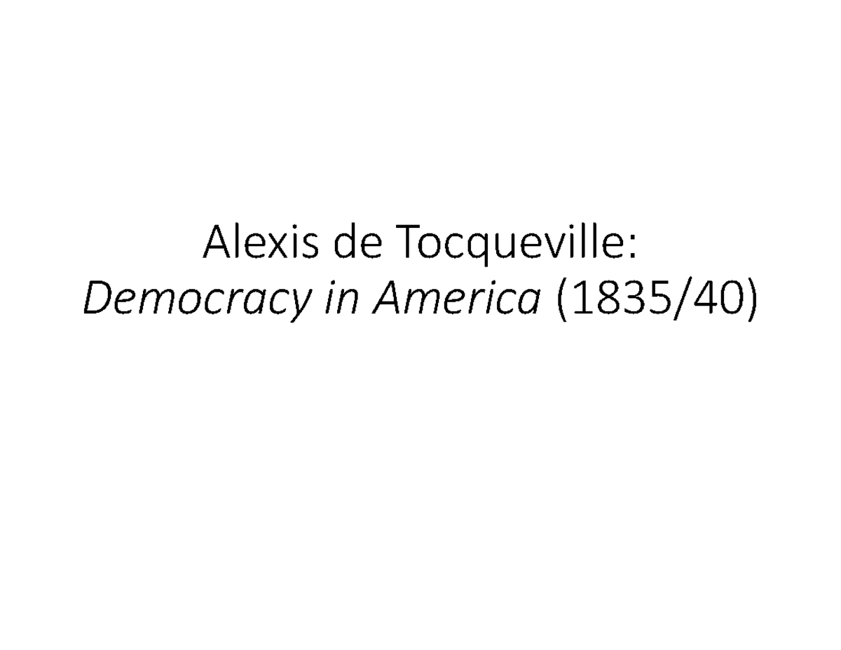 Democracy in America - Alexis de Tocqueville: Democracy in America ...