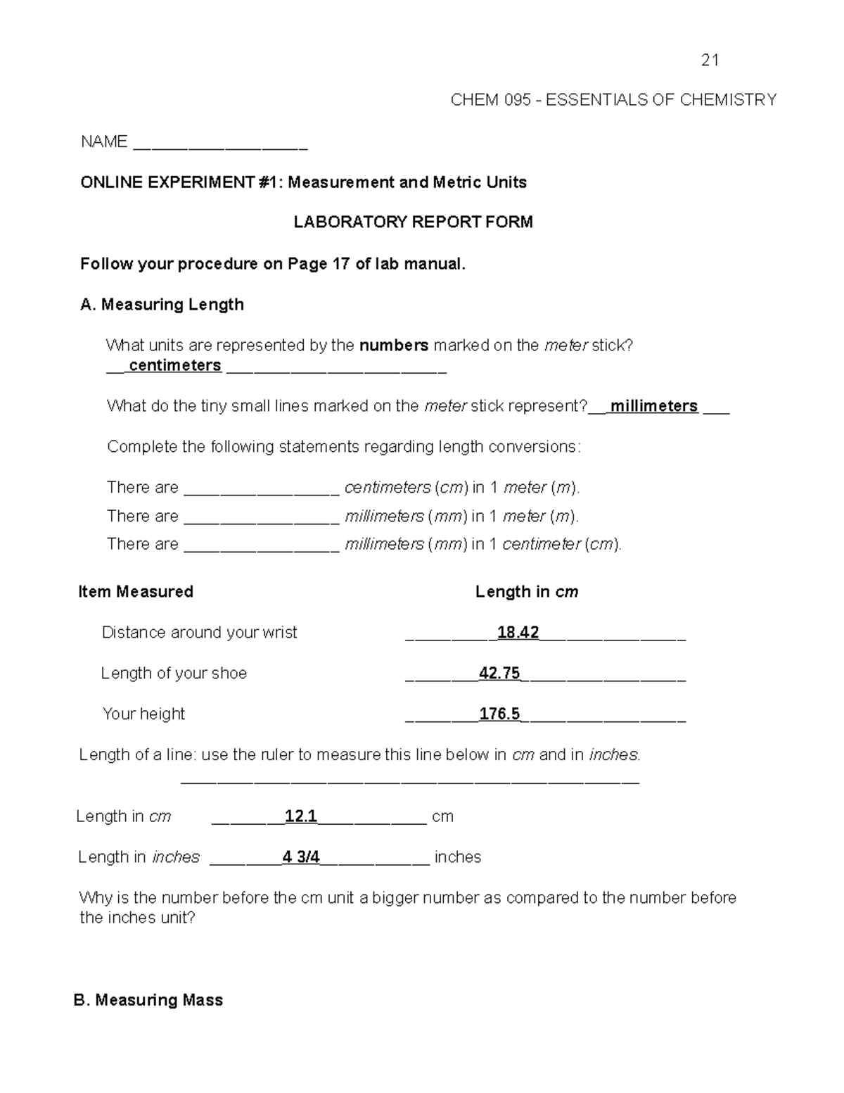 UTF-8''1st%20lab%20experiment%20online%20chem%2009 5 - CHEM 095 - ESSENTIALS OF CHEMISTRY NAME ...