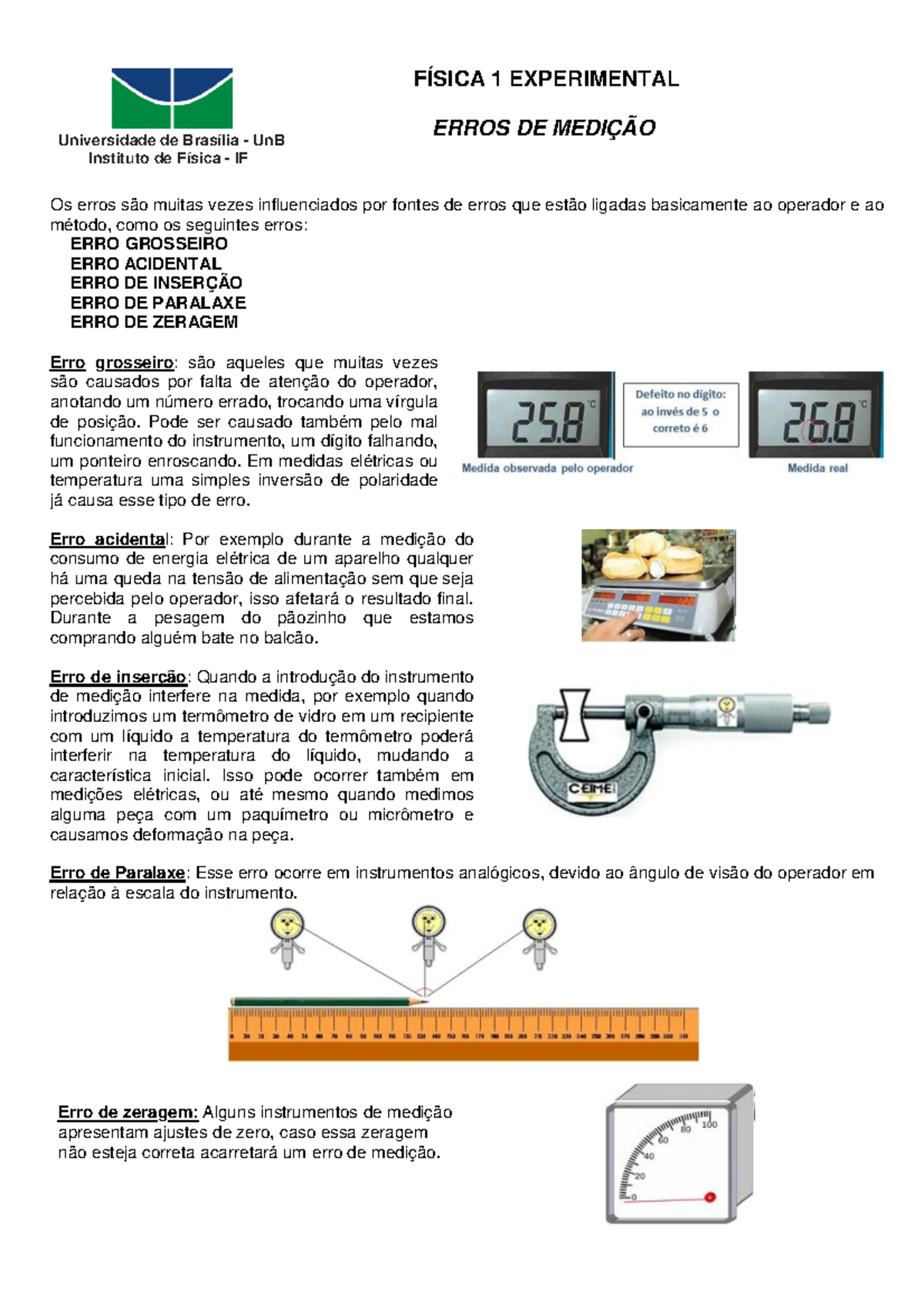 Erros de medição - Resumo Fisica 1 Experimental - Universidade de ...