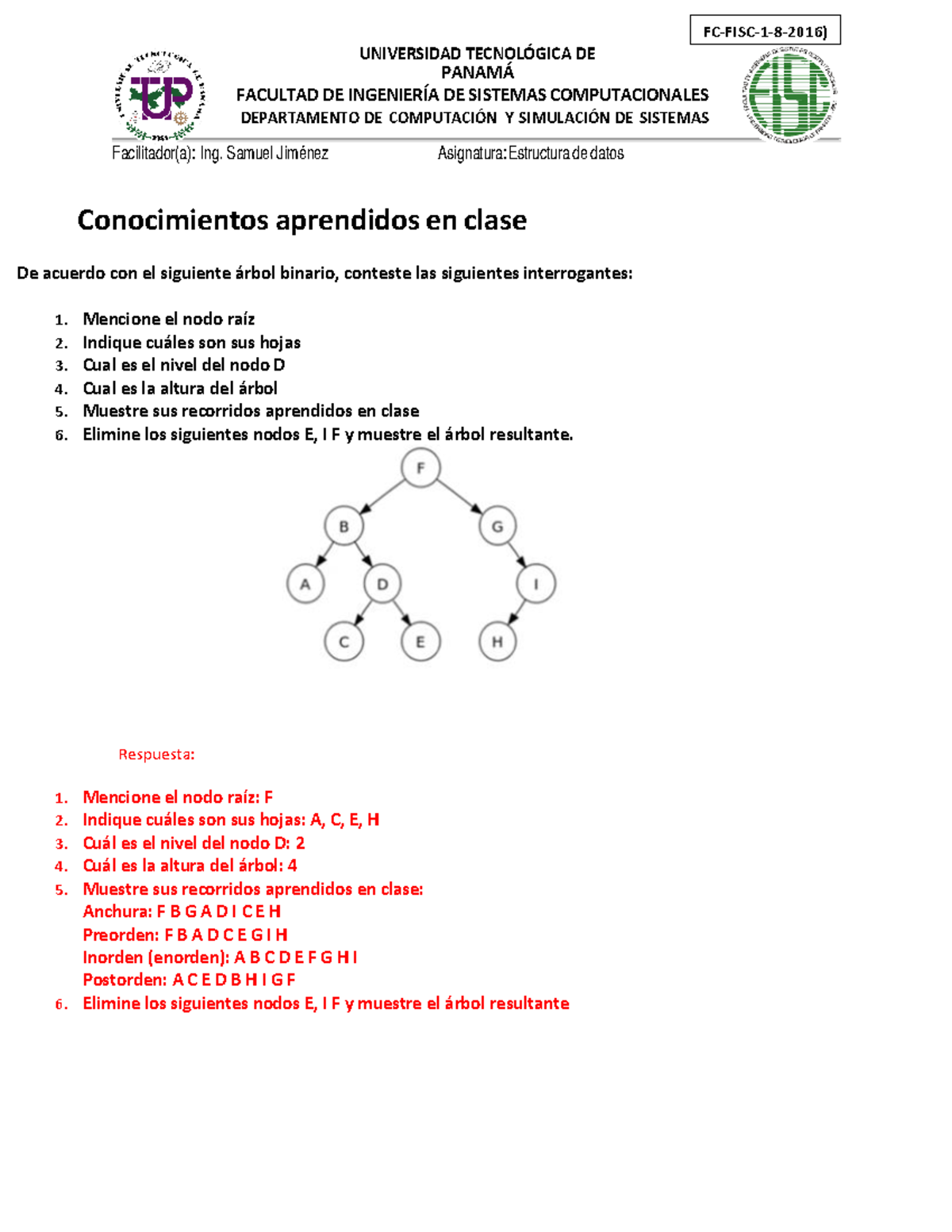 Respuesta de la práctica 19 - UNIVERSIDAD TECNOL”GICA DE PANAM ...