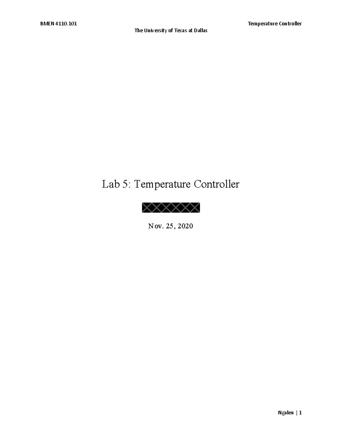 Lab Report 5 - The University of Texas at Dallas Lab 5: Temperature ...
