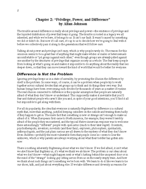 Allan Johnson - Privilege, Power, and Difference - Chapter 2 ...