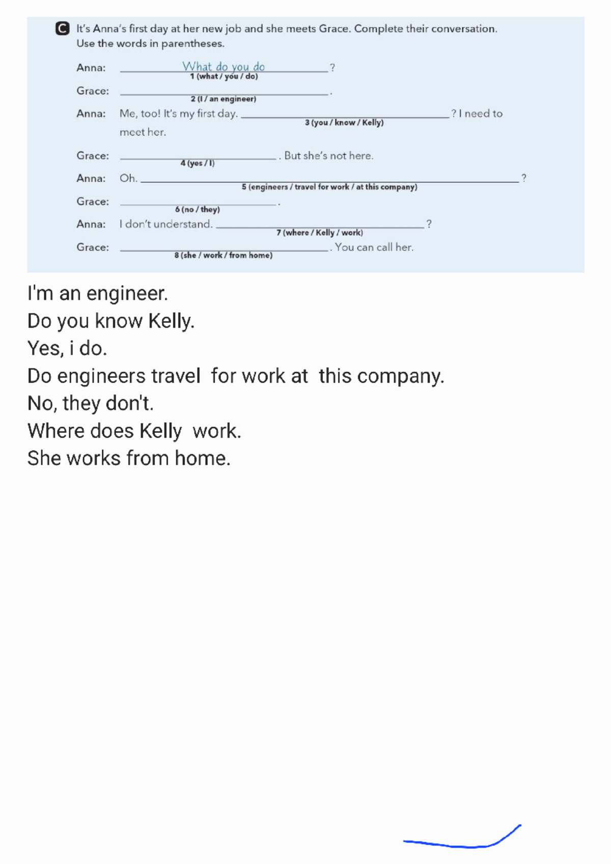 Homework 2 - Tarea de cursos de inglés en - C first day at her new job ...