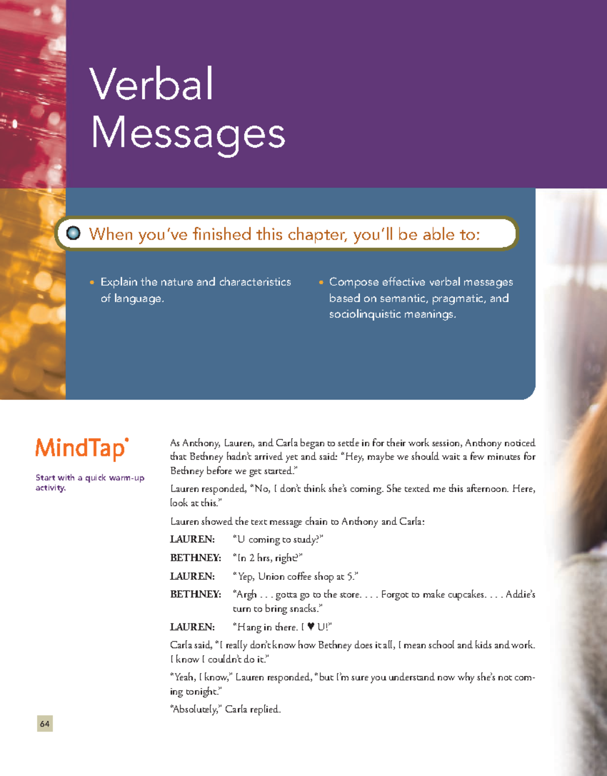 Chapter 4 - Verbal Communication (Verderber et al., 2017 ) - Compose effective verbal messages ...