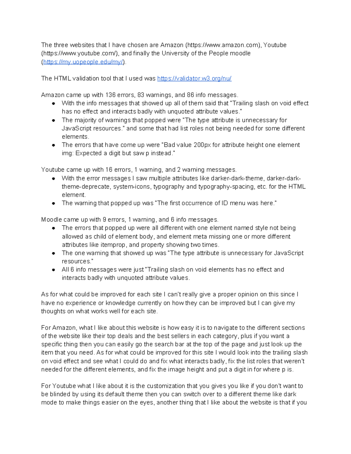 Web Programming Assignment Unit 1 The Three Websites That I Have Chosen Are Amazon Amazon