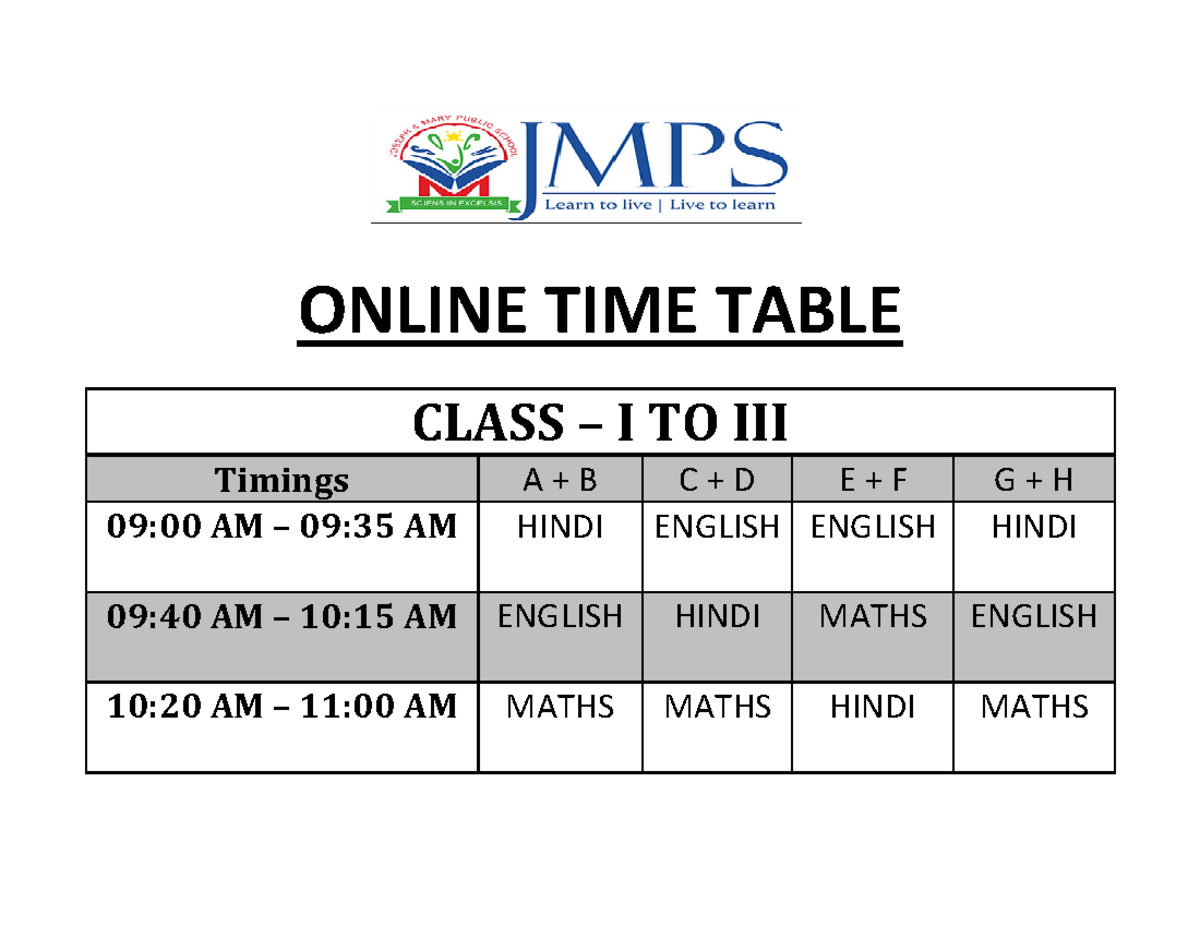 Online TIME Table Class I-III - History honours - ONLINE TIME TABLE ...
