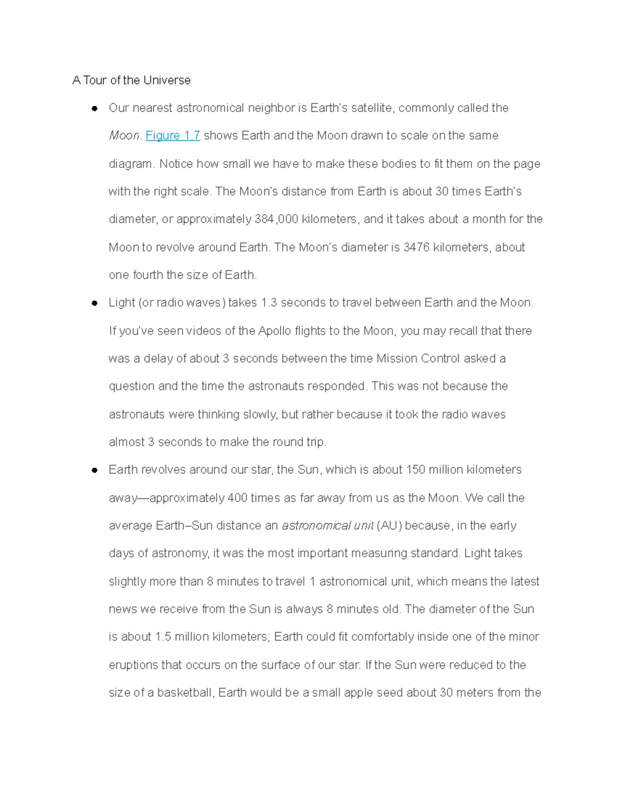 Astro- A Tour of the Universe - A Tour of the Universe Our nearest ...