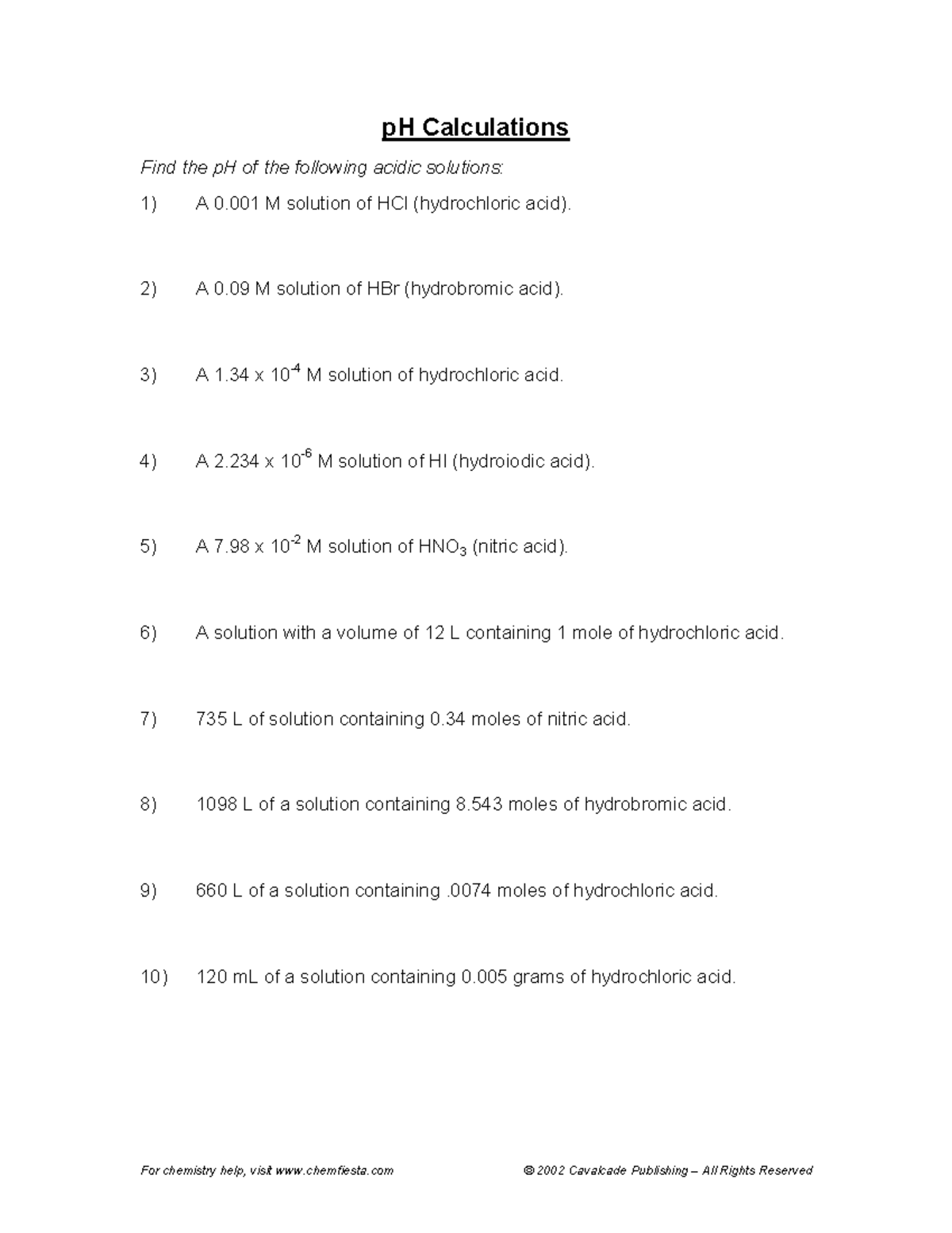 P H calculation Kemi 1 -... - For chemistry help, visit chemfiesta ...