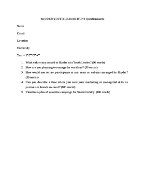 Skoder Leader's Guide - Skoder Leader's Guide Introduction A leader is ...