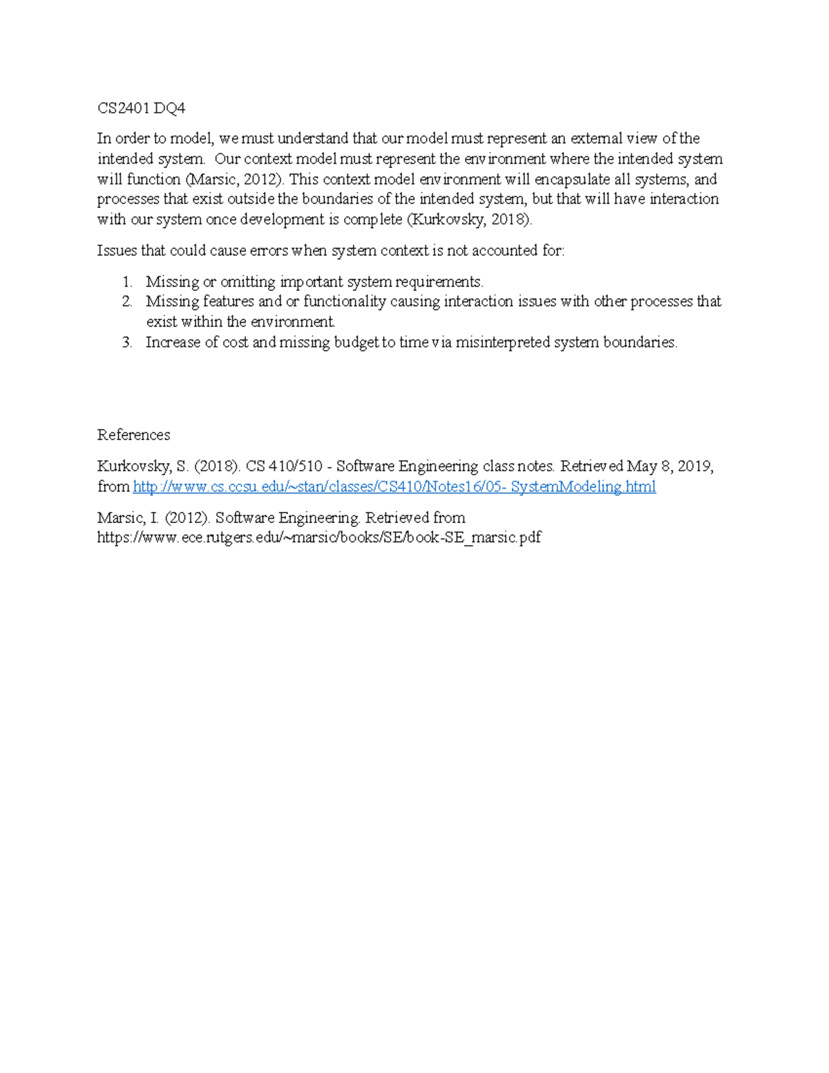 CS2401DQ4 - dq4 - CS2401 DQ In order to model, we must understand that our model must represent ...