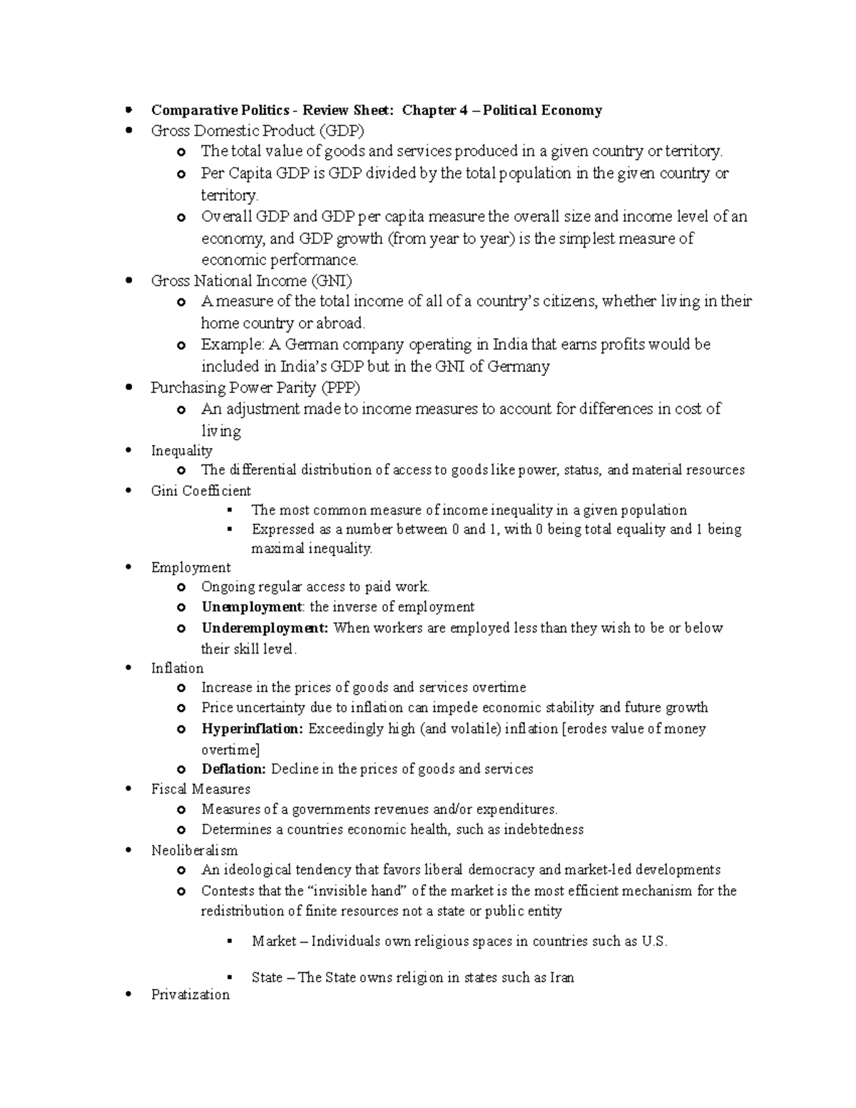 Ch 4 Political Economy - Lecture notes 4 - Comparative Politics ...