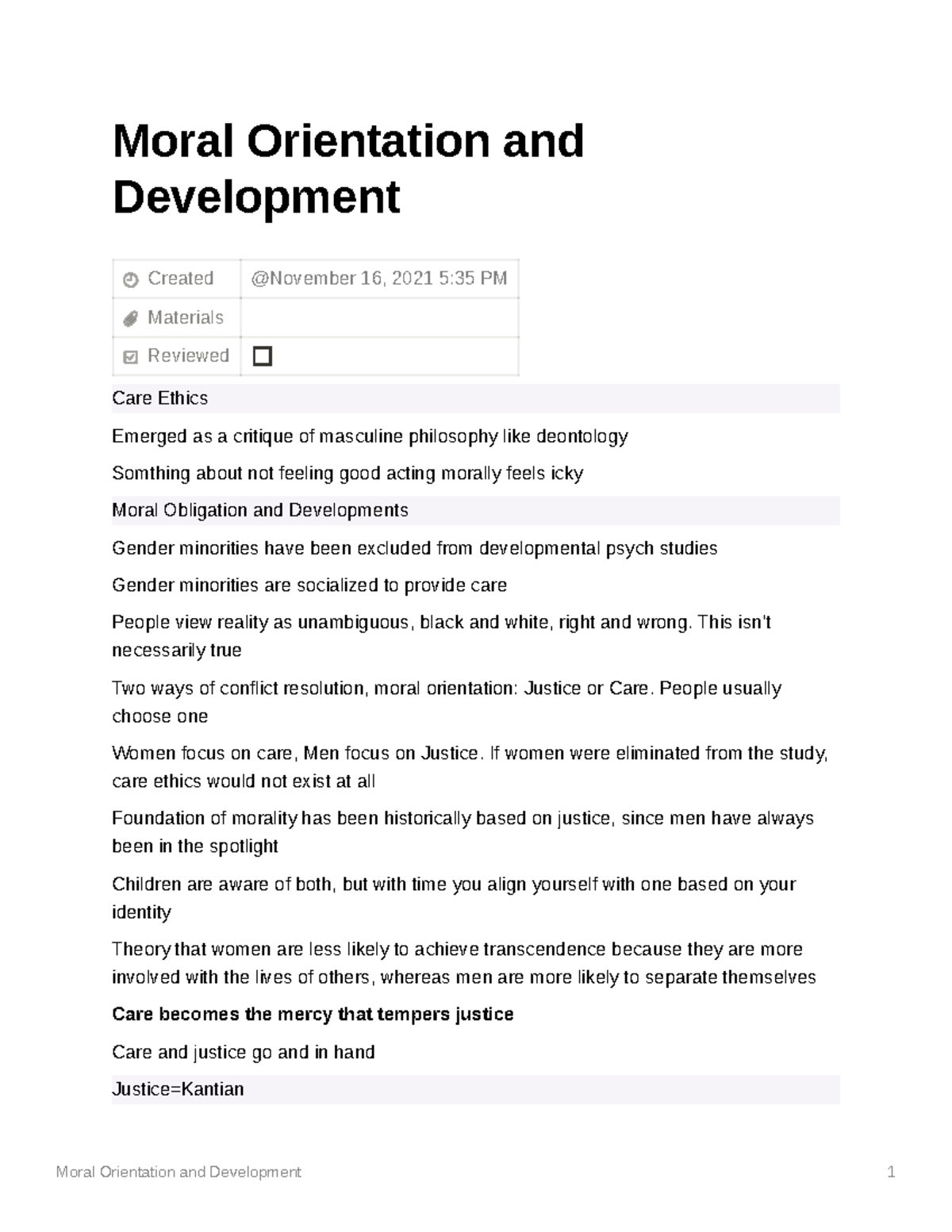 Moral Orientation and Development - This isn't necessarily true Two ...