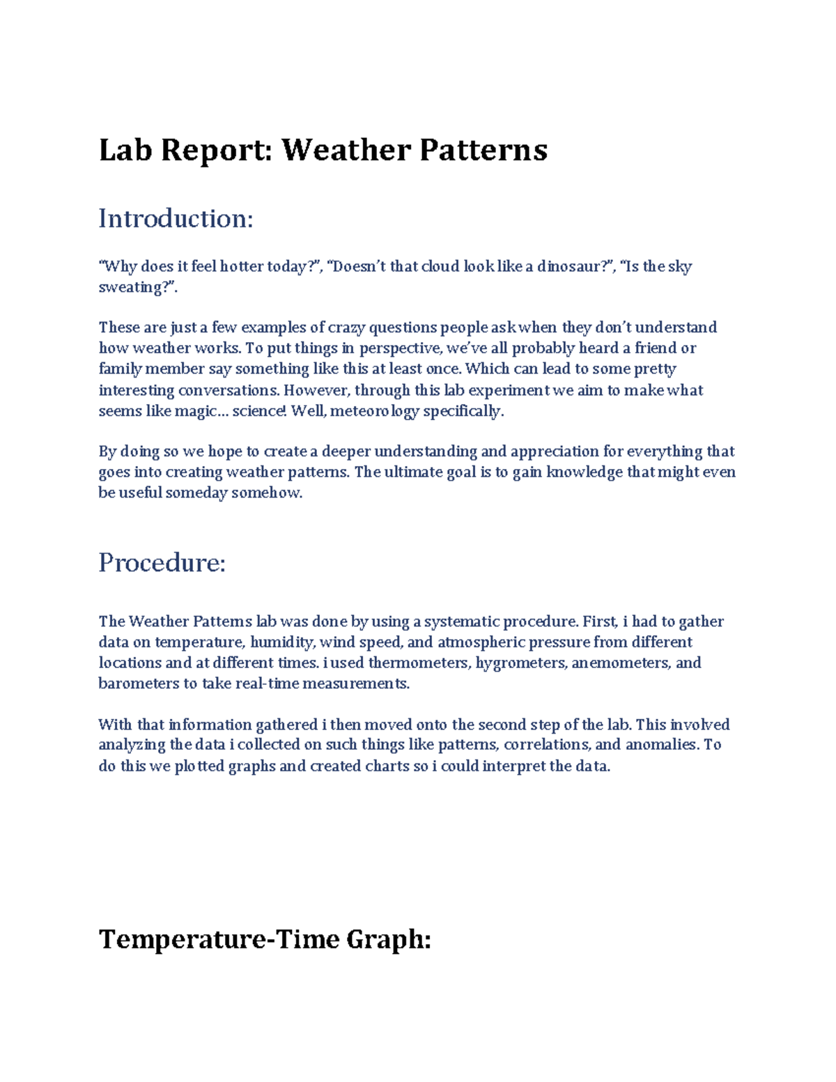 Lab report wearher patterns - Lab Report: Weather Patterns Introduction ...