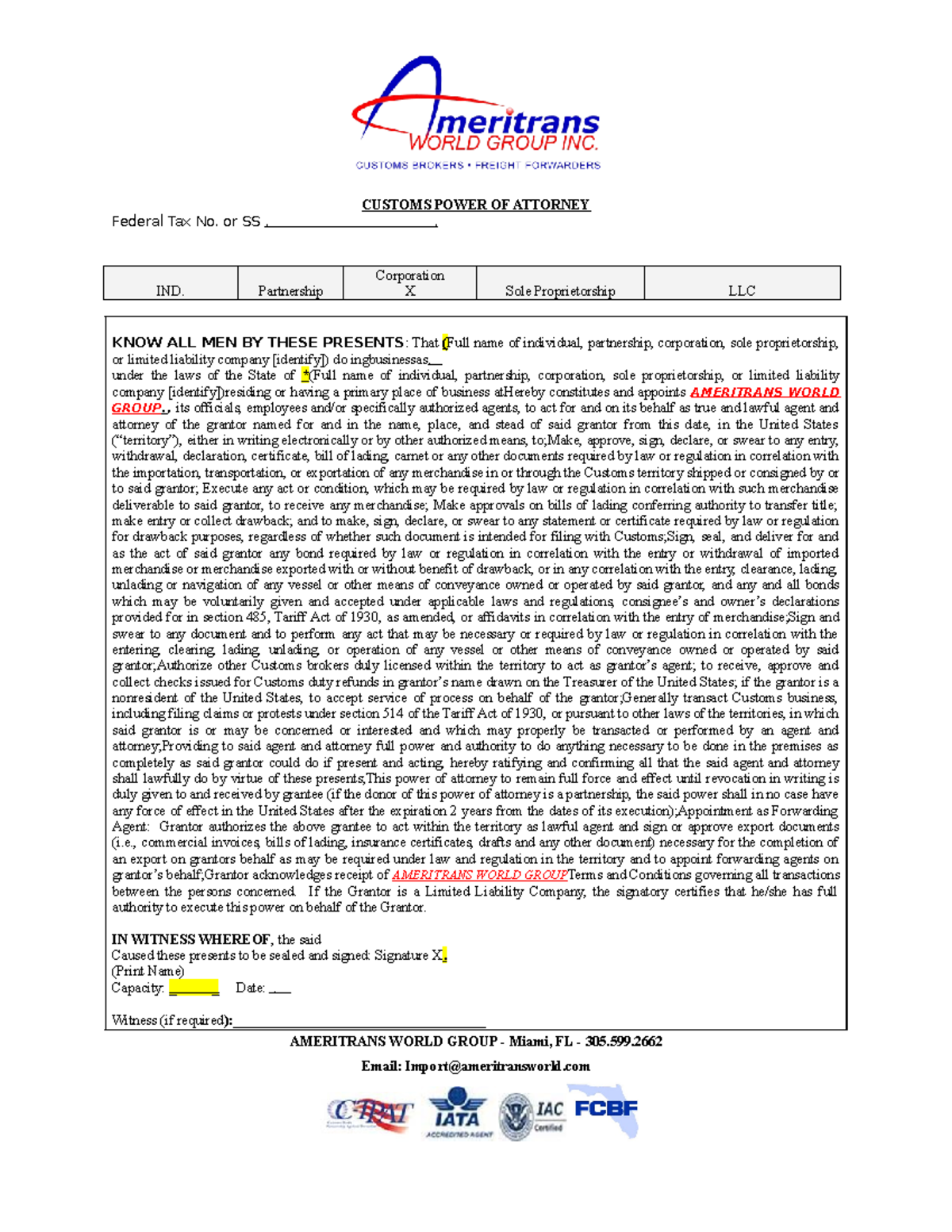 Customs Power OF Attorney Globe Services.pdf - CUSTOMS POWER OF ...