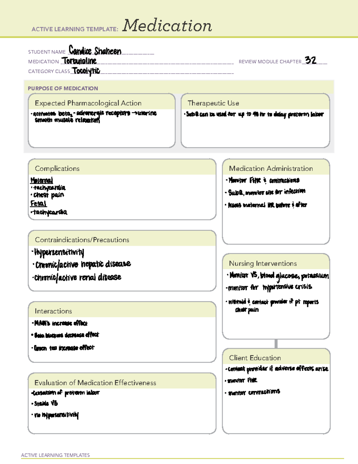 Candice Shaheen Medication Templates & References - STUDENT NAME - Studocu