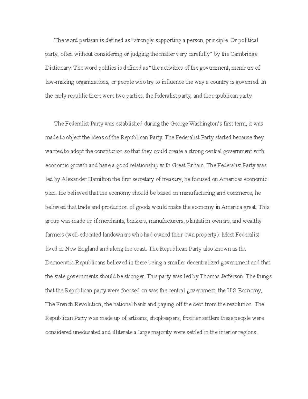 Partisan Politics in Early America: Federalist vs Republican Party ...