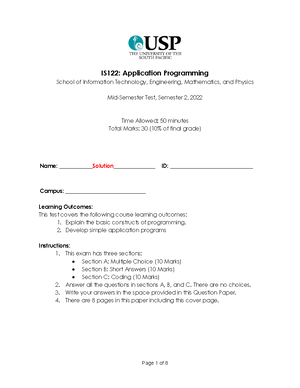 Solution for students paper IS122 S22016 Final.pdf - IS122: Information ...