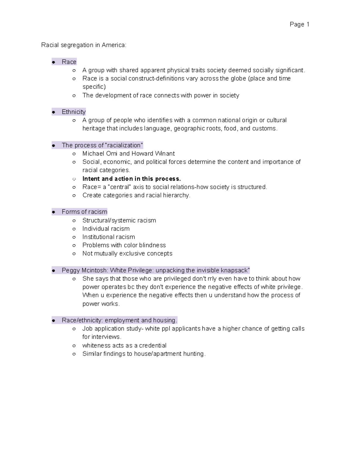 Soc exam 2 Notes - Racial segregation in America: Race A group with ...