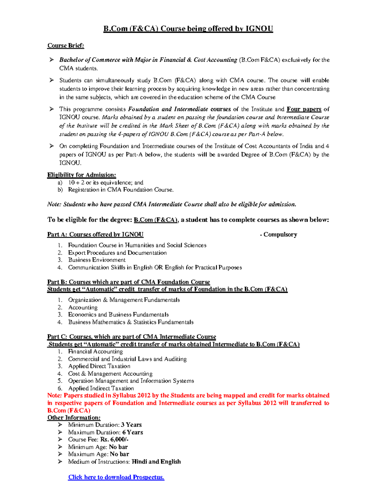 Bcom-Course-Ignou - Introduction - B (F&CA) Course being offered by ...
