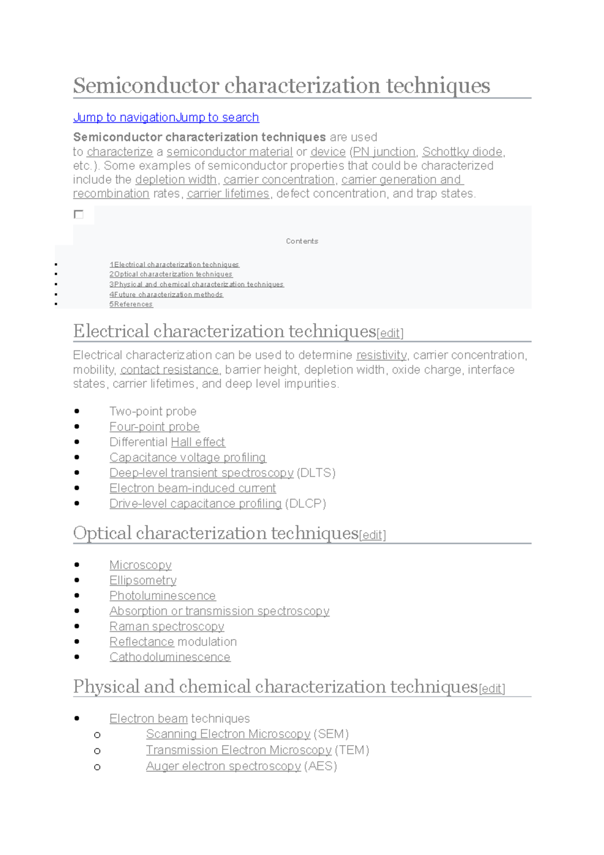 Semiconductor characterization techniques - ). Some examples of ...