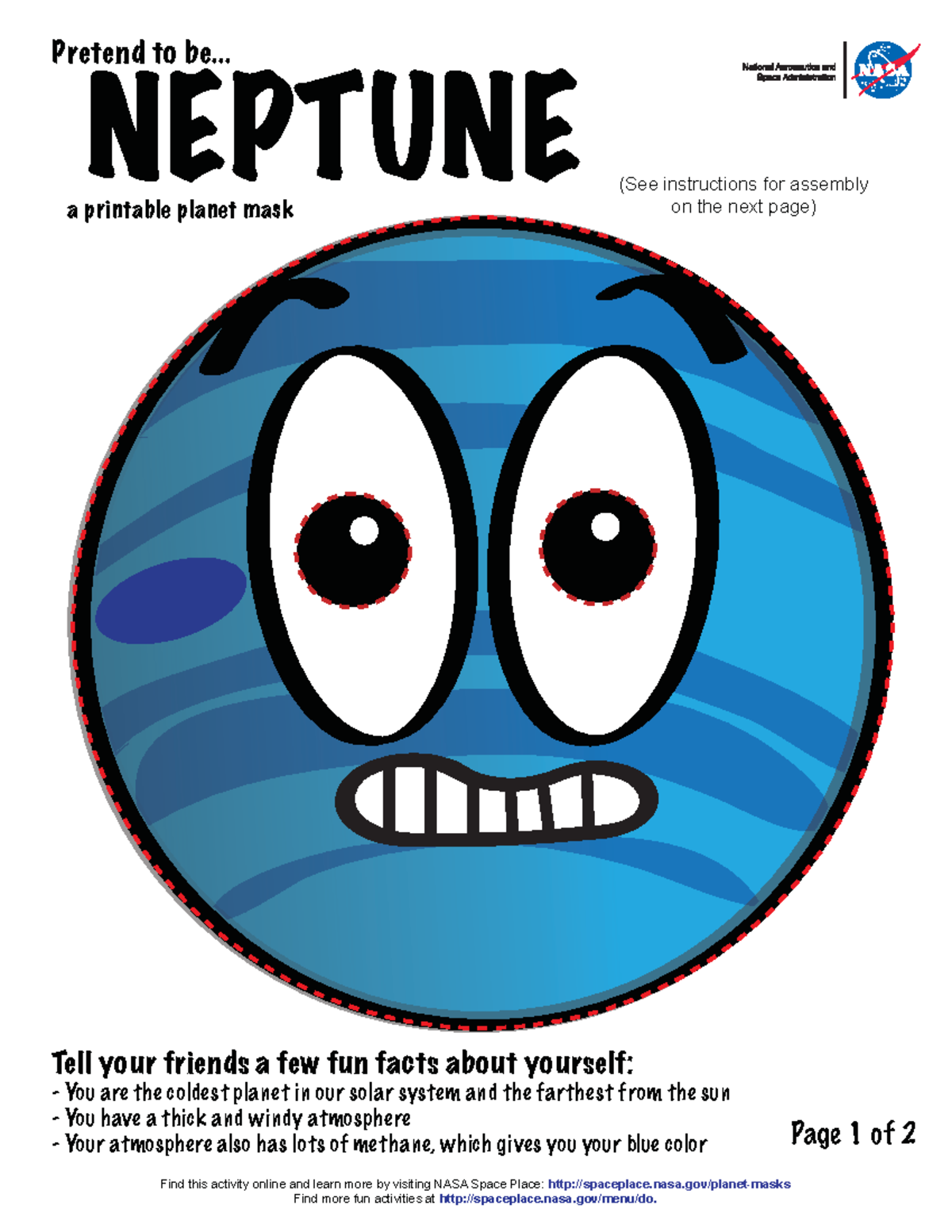 Neptune-mask - Mascara planetas - Pretend to be... NEPTUNE Tell your ...