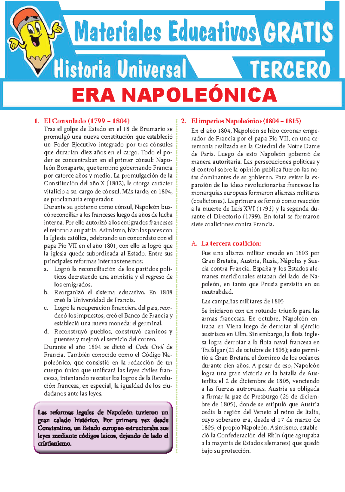 Era Napoleónica para Tercer Grado de Secundaria - 1. El Consulado (1799 ...